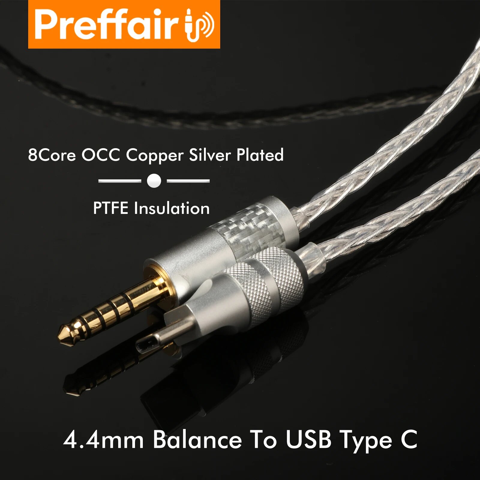 Кабель Preffair USB-C на 3,5 мм AUX 4.4mm Type-C no DAC, 1 м