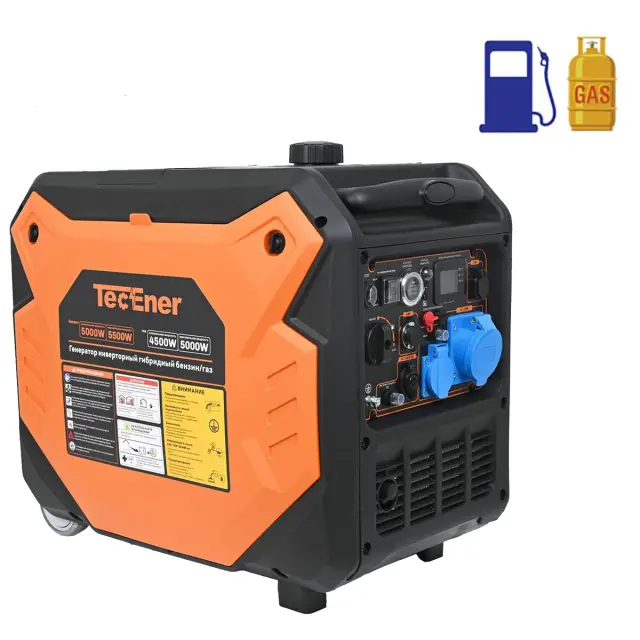 Генератор TecEner TE6500EGis, инвертор, газ/бензин, 5.5 кВт