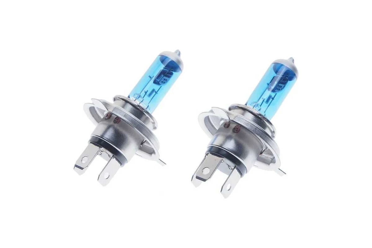 Автолампа H4 (60/55) P43t-38 BLUE WHITE 4300K (бокс, 2шт) 12V MEGAPOWER
