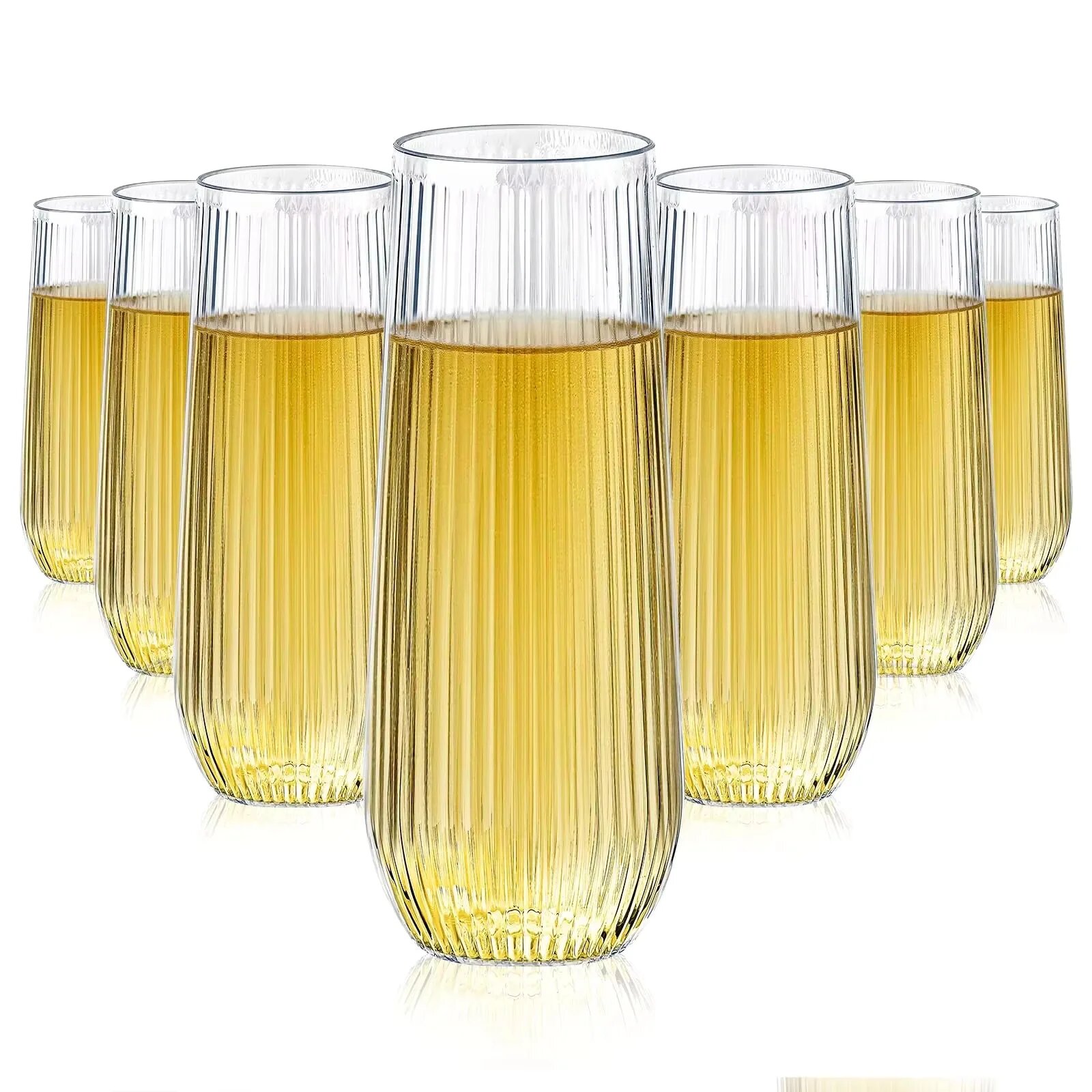 Одноразовые пластиковые флейты для шампанского Mimosa 9 унций 24 pieces, Transparent Ribbed
