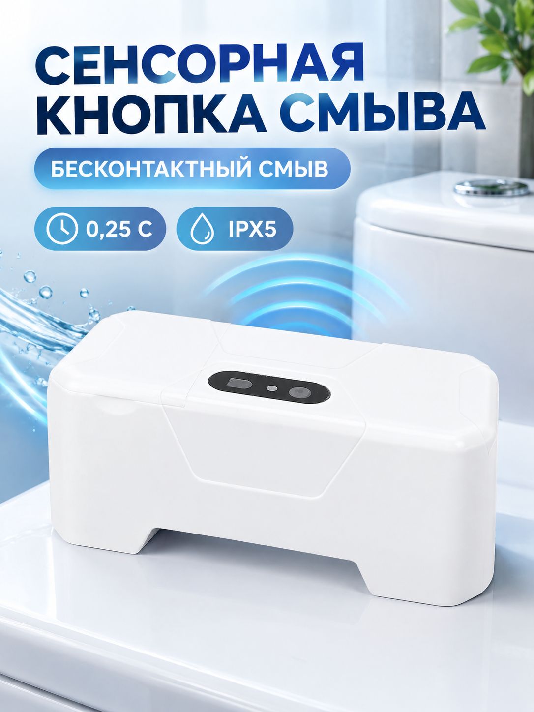 Сенсорная кнопка смыва для унитаза, автоматический бесконтактный смыв, ABS, IPX5, для дома и общественных туалетов