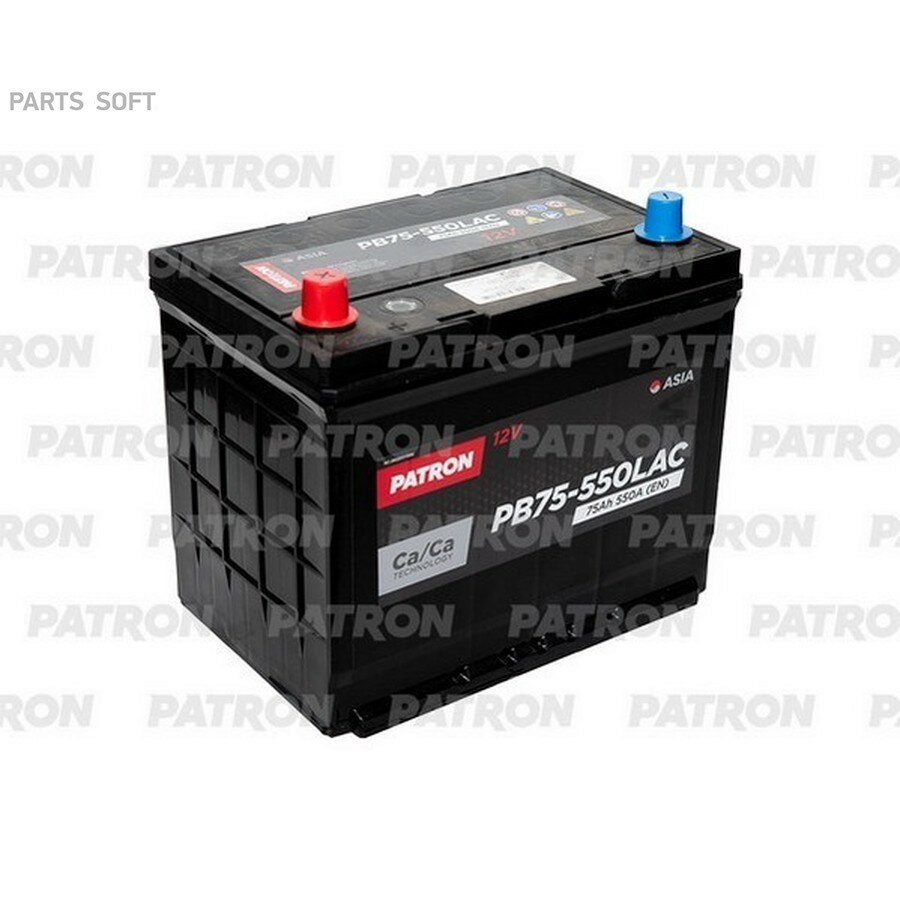 Аккумулятор PATRON ASIA 12V 75AH 550A ETN 1(L+) D26 260x172x200mm B02 16,9kg от официального дистрибьютора, PATRON, артикул PB75550LAC