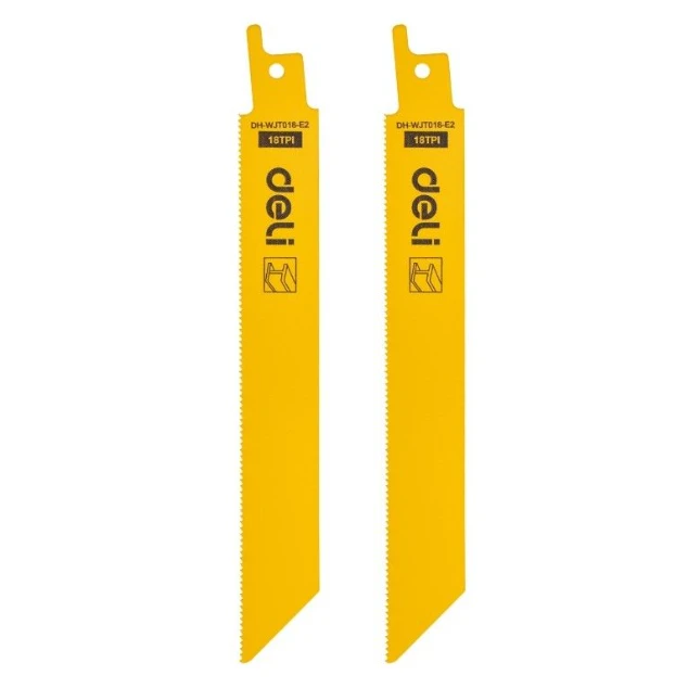 DH-WJT018-E2 Deli Полотна для сабельной пилы (2шт) по металлу Deli DH-WJT018-E2 , BIM, 18TPI, 150мм — фото 1
