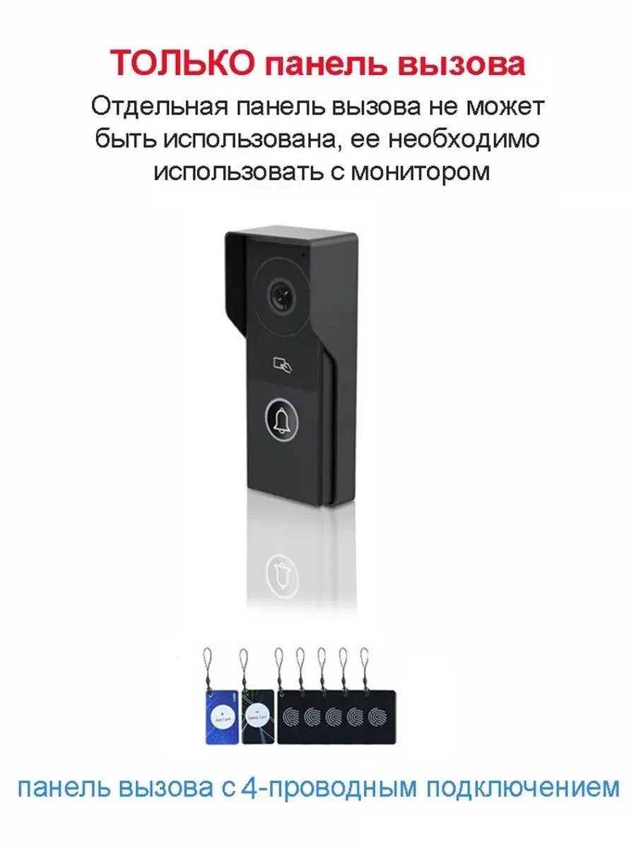 Только панель вызова 4 линейная вызывная панель с камерой Full HD 1080p, RFID, ночное видение