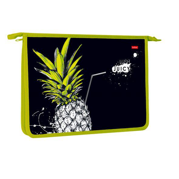 Папка для тетрадей пластиковая 1 отделение на молнии "Pineapple"