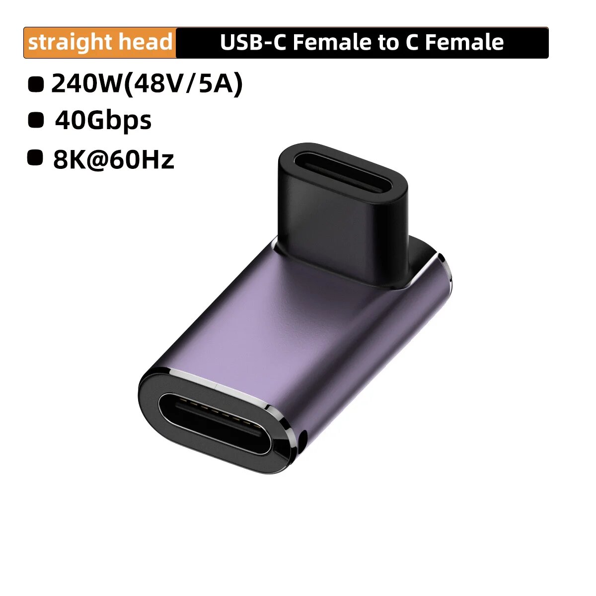 USB4.0 OTG-адаптер USB-C на Type-C 8K@60Гц 240Вт Фиолетовый, Purple1