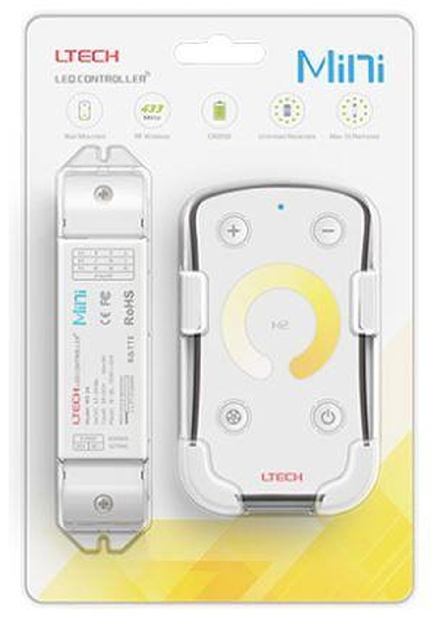 Контроллер CCT для LED ленты 12-24В IP20 135x30x20мм c пультом 2CH 72/144W (12В/24В) (LTECH) VARTON M2+M3-3A