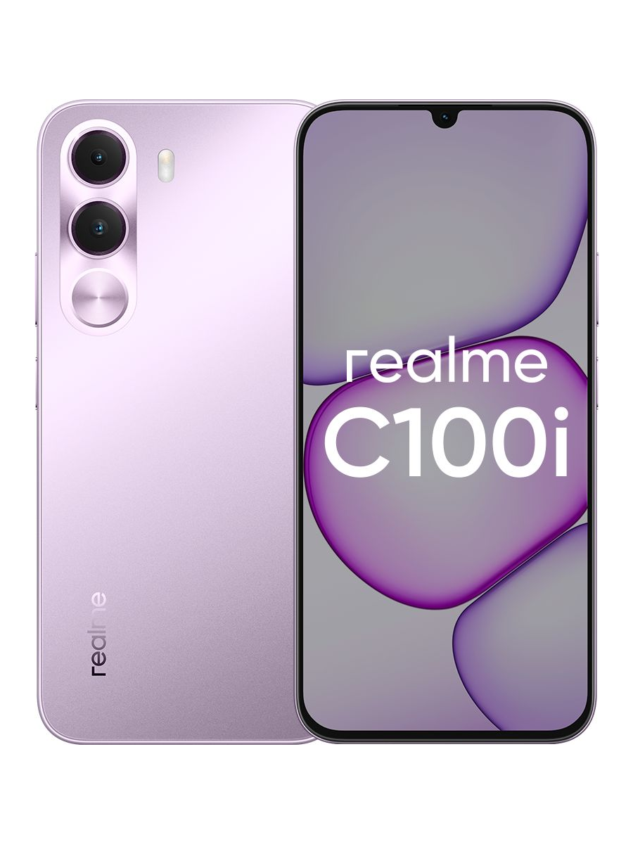 Смартфон Realme C100i 6.74", 4/64Gb, RMX5377, NFC, IPS, 120Гц, 7000мАч, фиолетовый