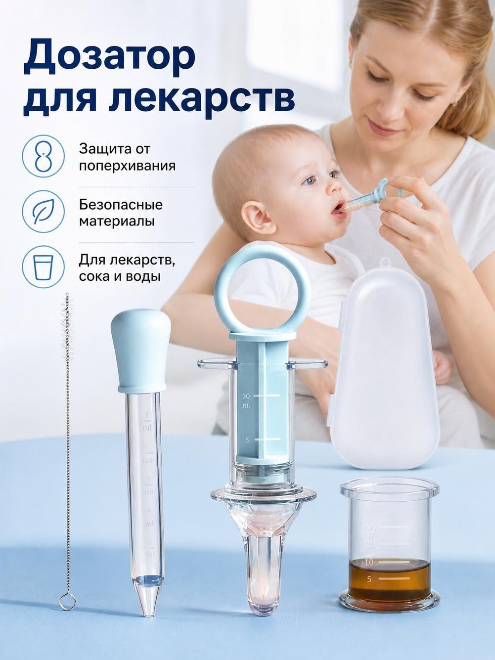 Дозатор шприц для приема лекарств детский, Из Премиум Материала, Для Формулы И Лекарств, 20 Мл