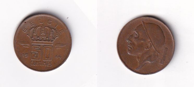 Бельгия 50 сантимов 1954 год