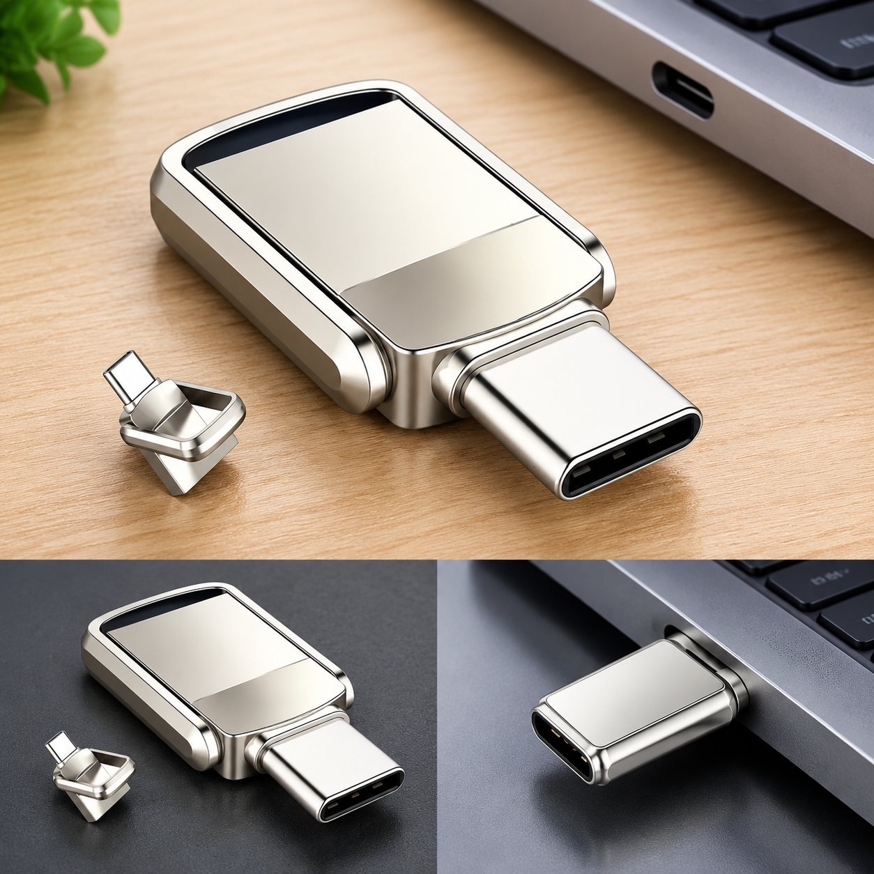 USB-накопитель Type-C 2ТБ, OTG (Цвет товара: серебристый)