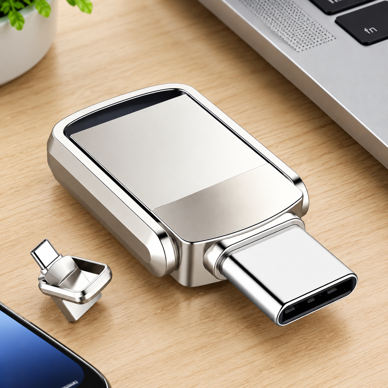 USB-накопитель Type-C 2ТБ, OTG (Цвет товара: серебристый)