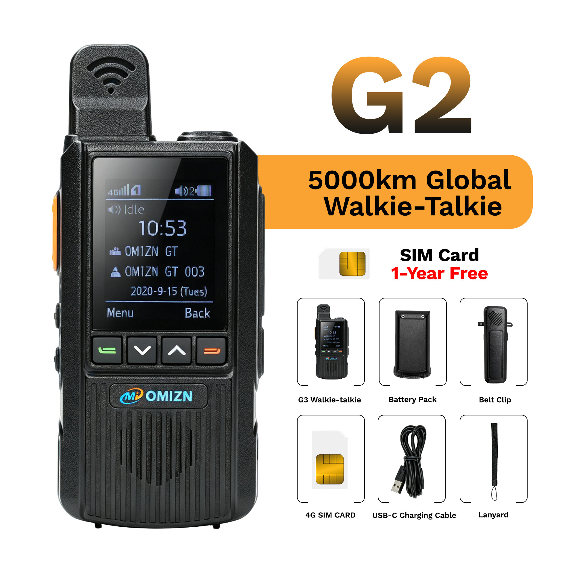 OMIZN Рация 2 шт. 4G, большой радиус действия 5000 километров Кемпинг Рация Безлимитные звонки G2