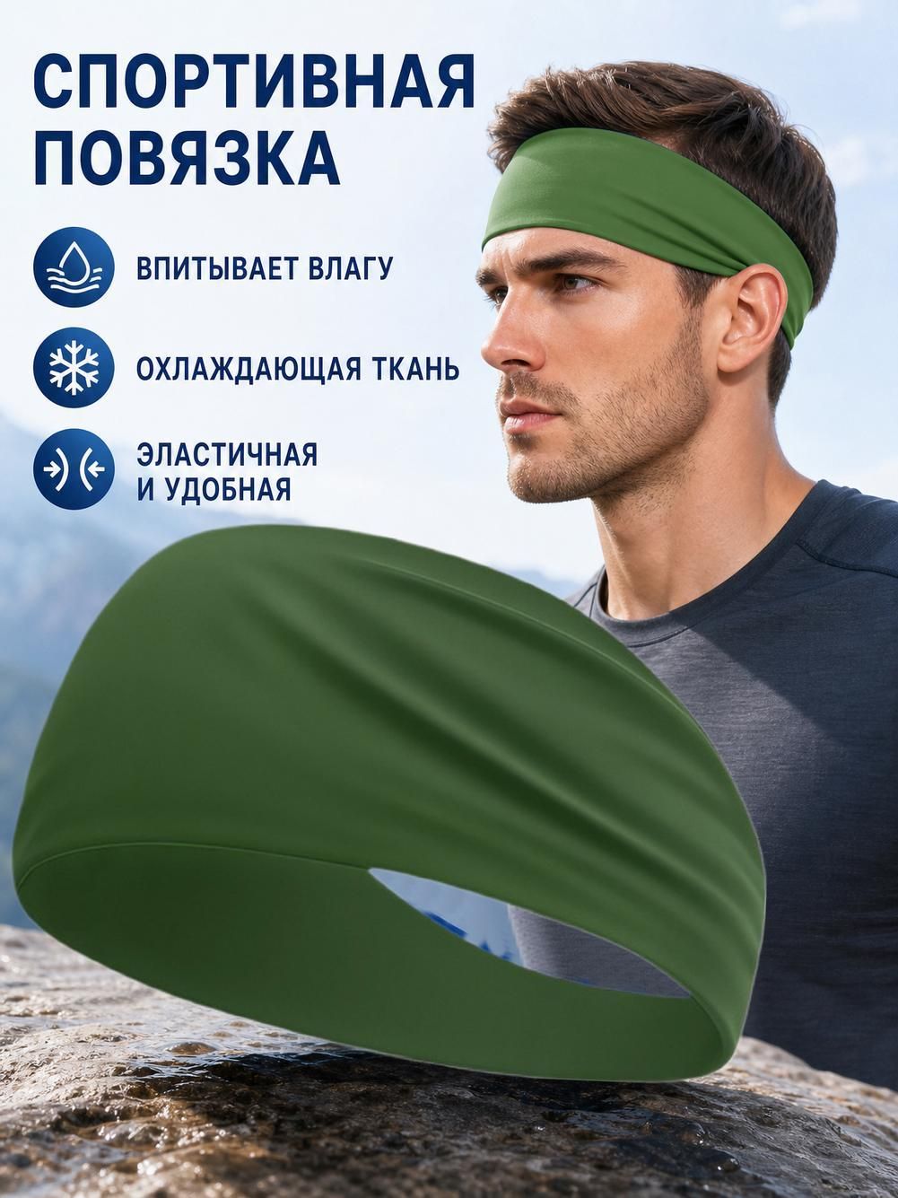 Повязка на голову спортивная эластичная, дышащая повязка для фитнеса и бега, мягкий стильный налобник