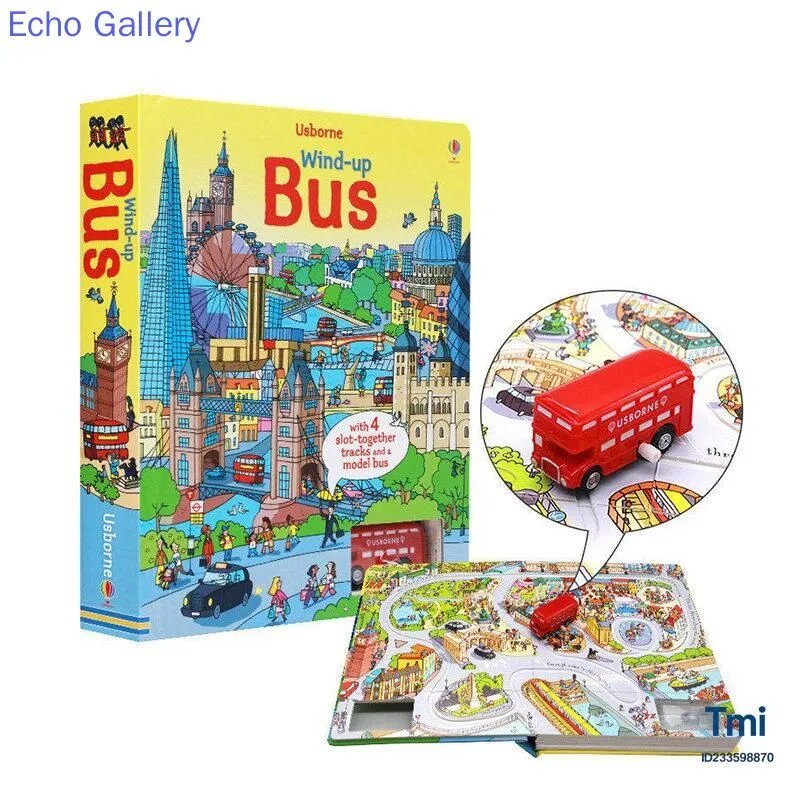 Книга с игрушечным автобусом -, механическая игра с трассой