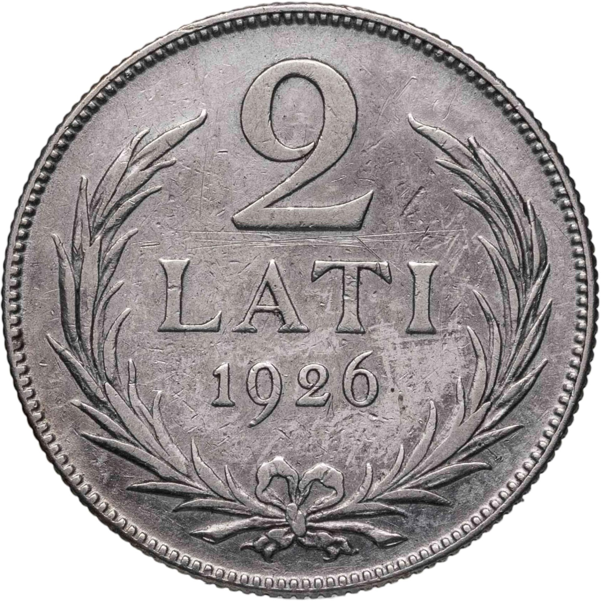 Латвия 2 лата lati 1926, Серебро 835, в сохранности VF-XF