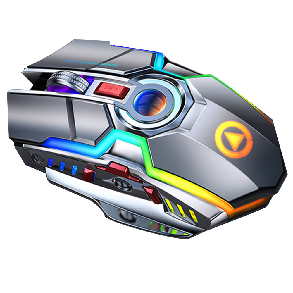 Беспроводная Игровая Мышь С Подсветкой RGB Для Друзей Серого Цвета Размер 12.5X7.8X3.5CM