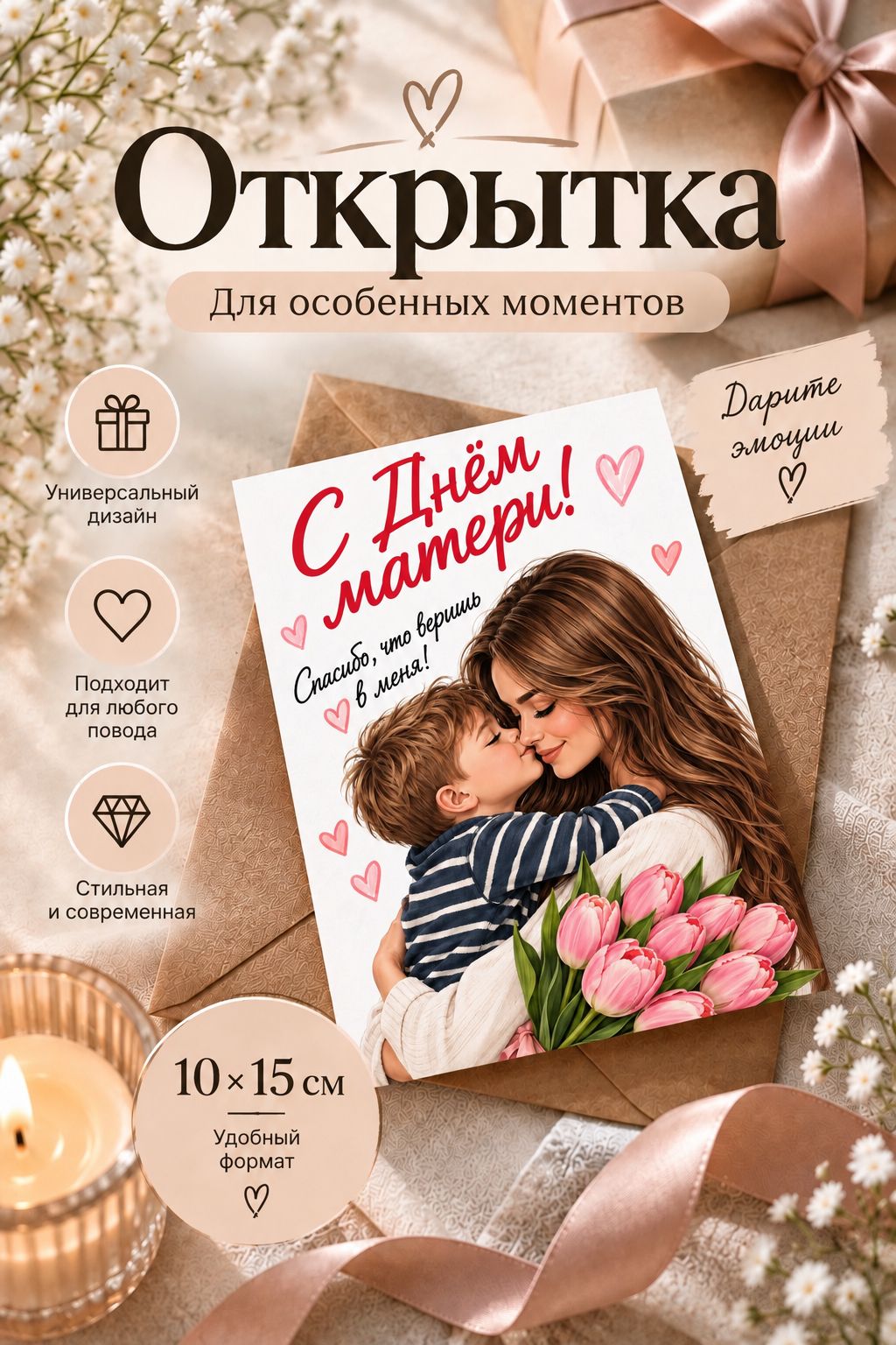 Открытка на День матери, открытка маме