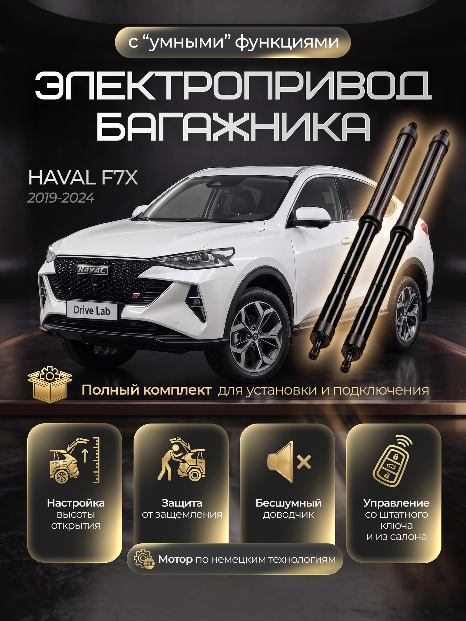 Электропривод багажника HAVAL F7 для замены штатных газовых упоров