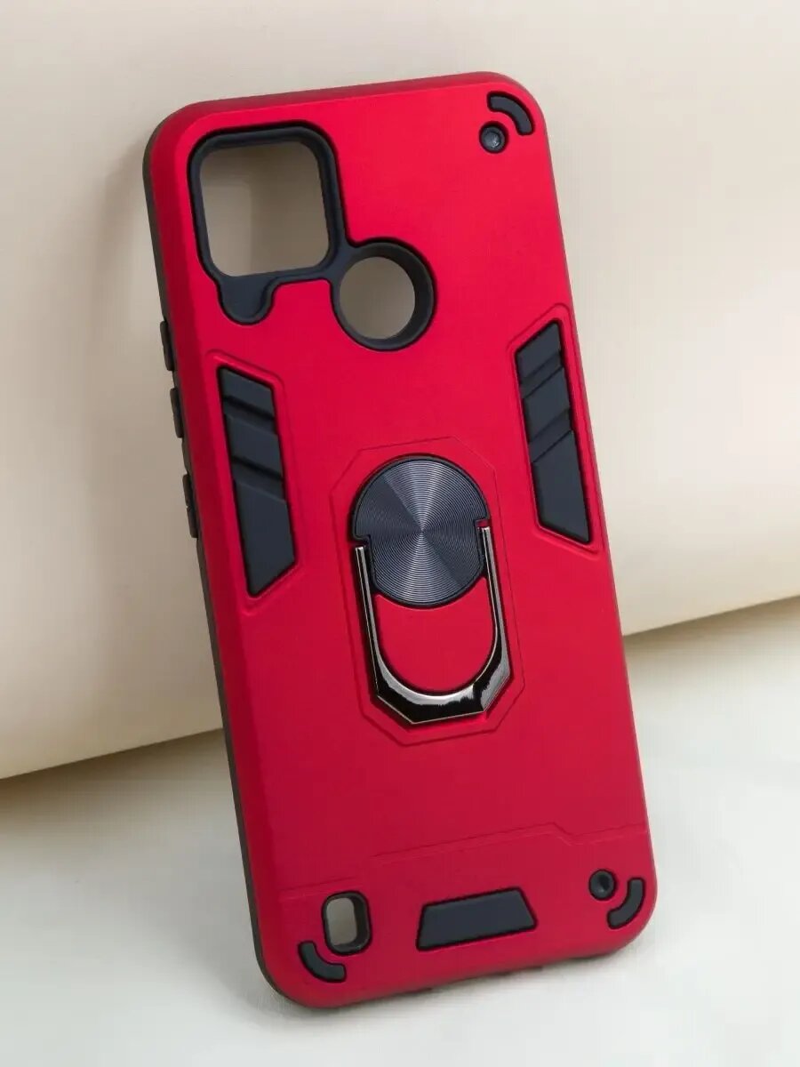 Чехол на realme c21y, c25, c25s броня кольцо защита магнит