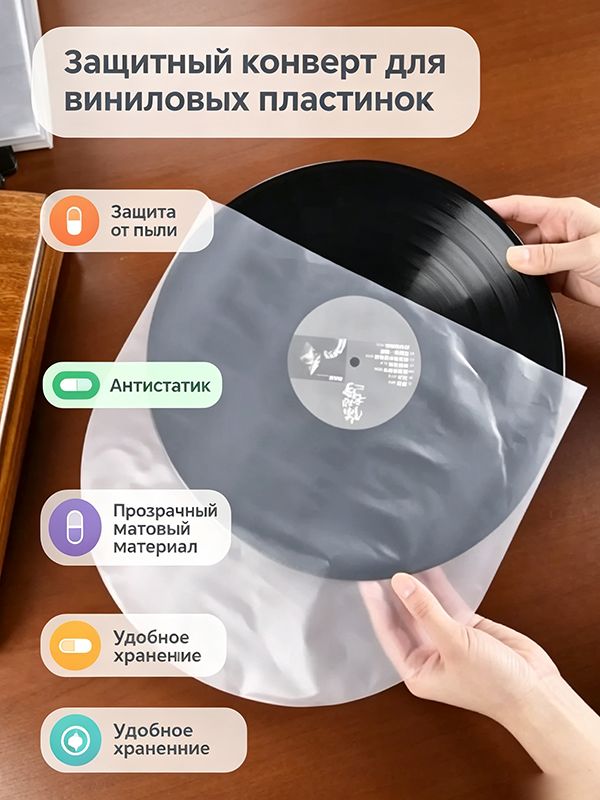 Конверты для виниловых пластинок 12 дюймов, полукруглая форма, сохраняют целостность носителя