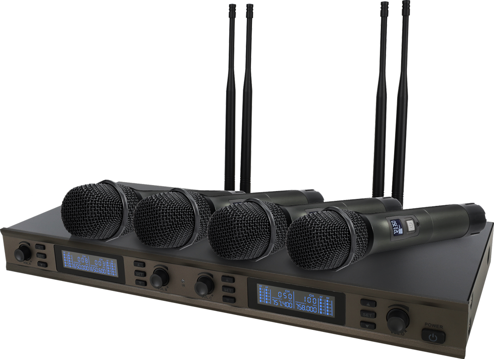 Микрофонная радиосистема Axelvox [DX800FC] UHF 650 - 758 MHz, цифровая модуляция, LCD дисплей, DSP, ручной микрофон - 4 шт.
