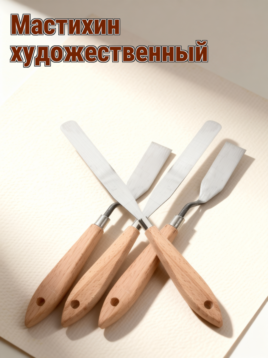 4 Шт Скребок Для Масляной Живописи Практичный Шпатель С Деревянной Ручкой Для Смешивания Цветов 23.00X2.00X1.00Cm