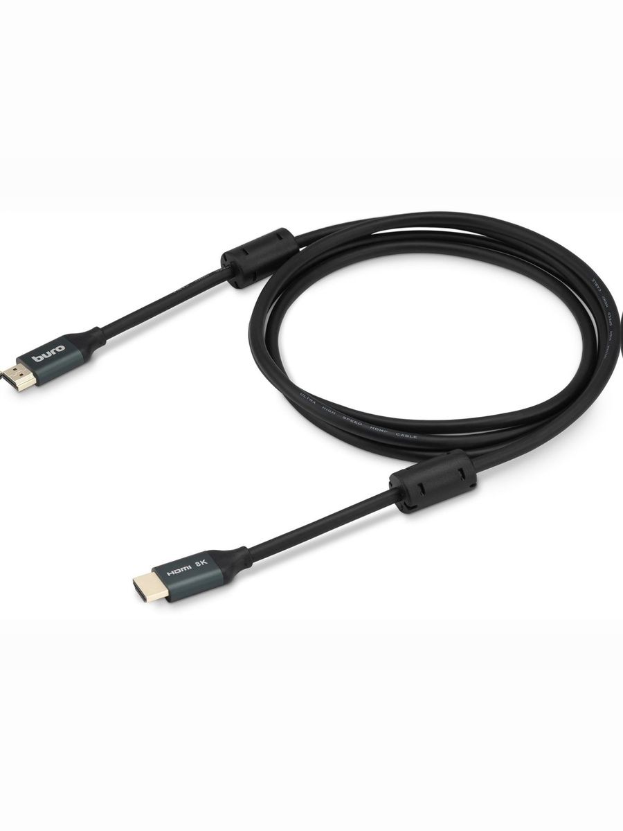 Кабель аудио-видео Buro HDMI m - HDMI m, 5 м, ферритовые кольца, позолоченные контакты, черный (BHP-HDMI-2.1-5G)
