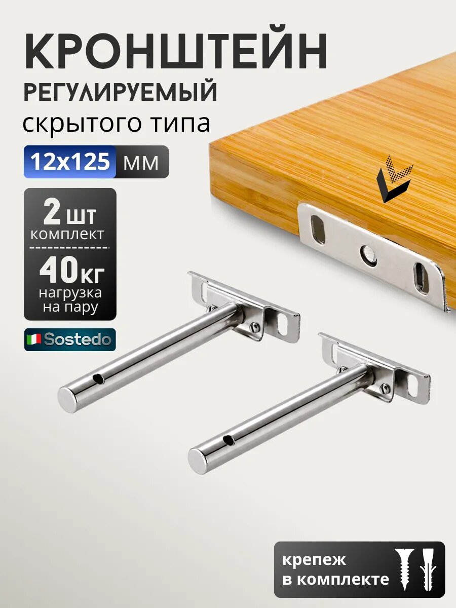 Полкодержатель регулируемый 12*125,2шт