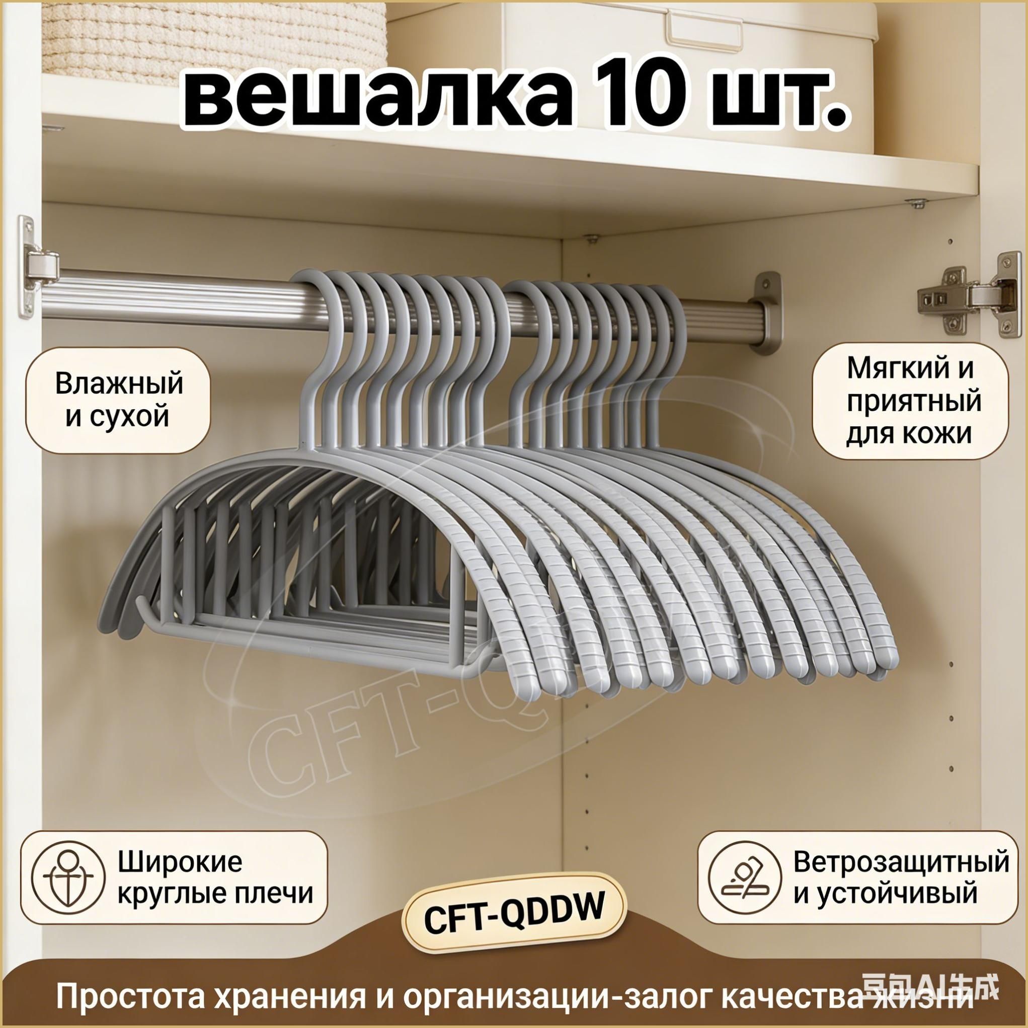 Вешалка плечики 39 см 10 шт светло-синий