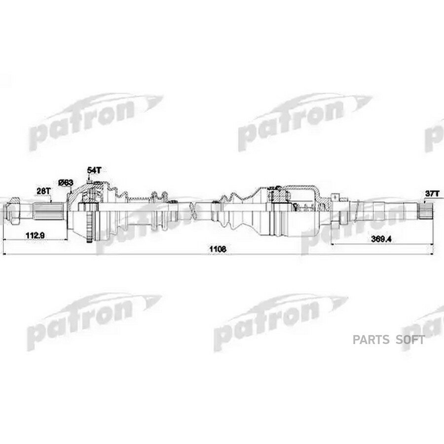 Полуось прав FIAT: DUCATO, PEUGEOT: BOXER 1.92.5D от официального дистрибьютора, PATRON, артикул PDS0085