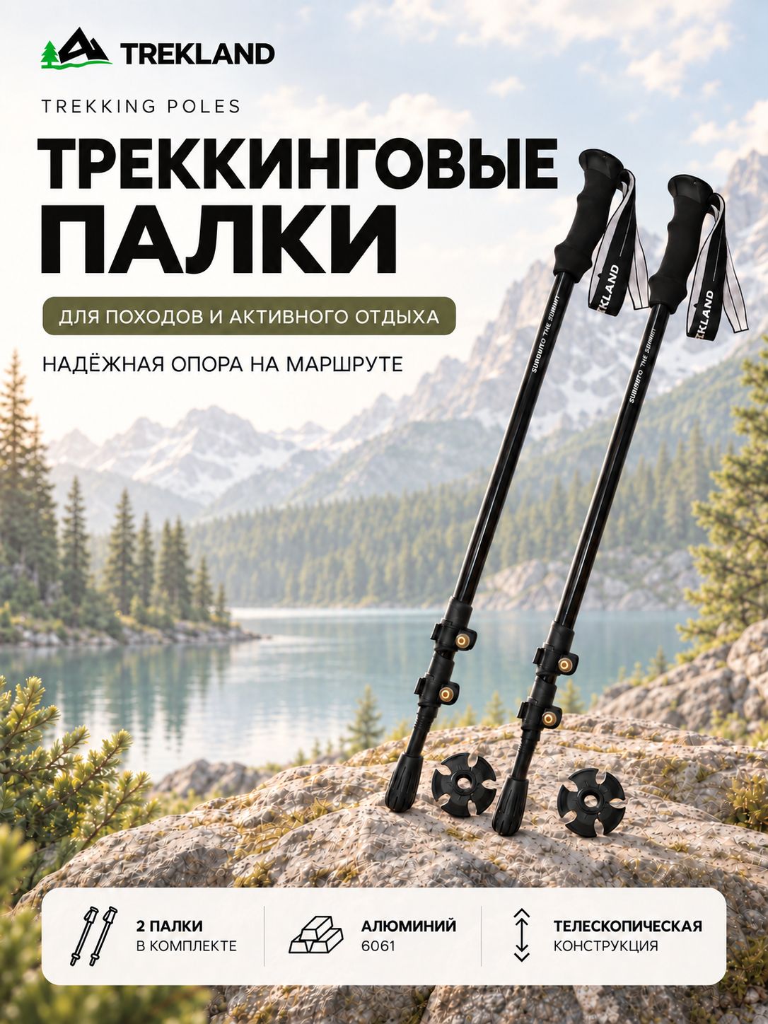 Треккинговые палки TREKLAND для скандинавской ходьбы