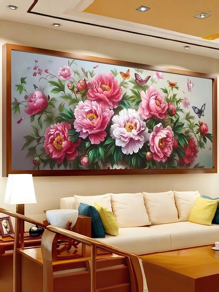 Алмазная мозаика 90X40cm "Цветы"ручной работы бриллиантовая картина