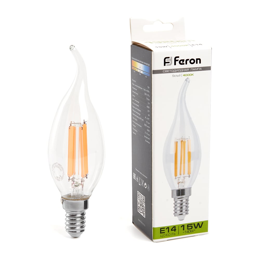 Светодиодная лампа FERON LB-718 Свеча на ветру E14 15W 4000K 38263