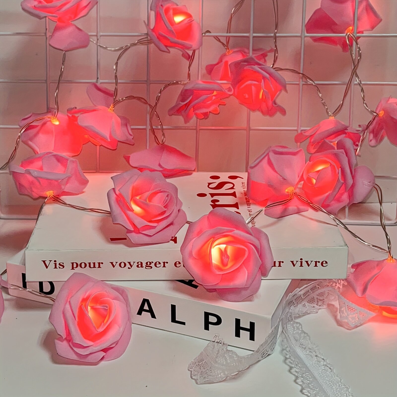 Гирлянда светодиодная «Роза» 10 LED, 1.5 м, на 2 батарейки AA (не входят в комплект), светло-красная, 1 шт