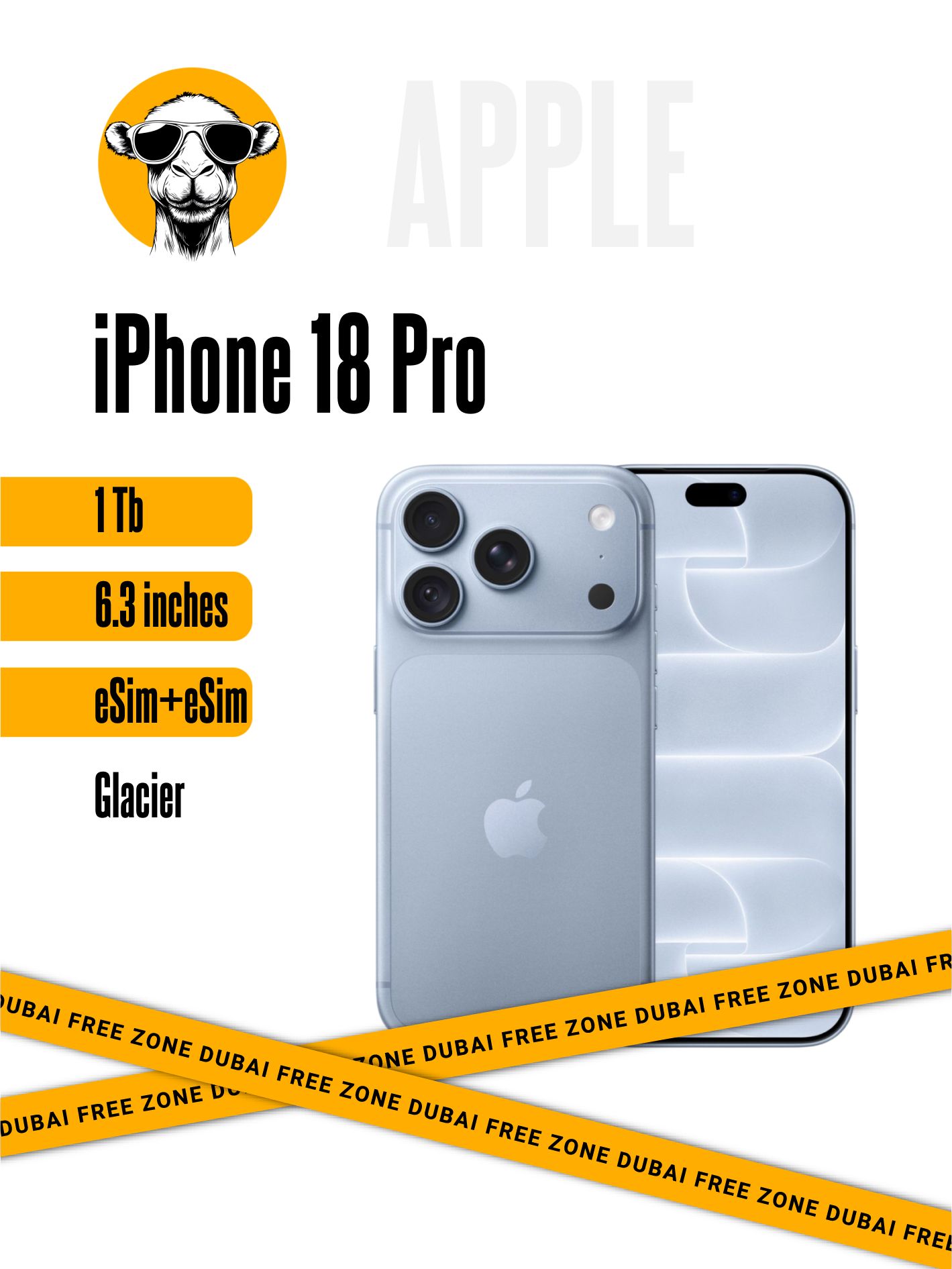Смартфон iPhone 18 Pro 1TB Glacier E-Sim