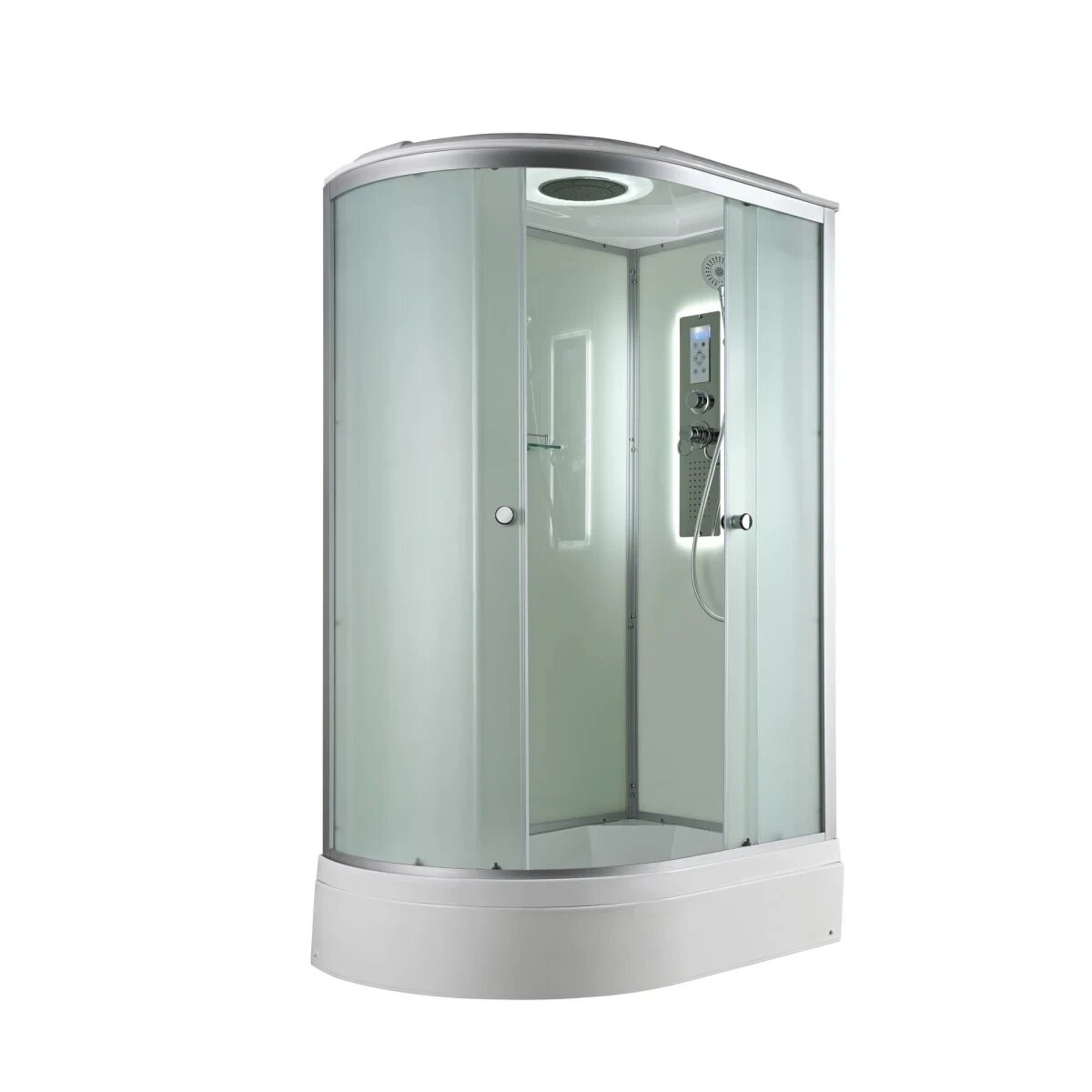 Душевая кабина AvaCan D3012R LED, 120x80x215 см, асимметричная, средний поддон, профиль алюминий, цвет хром матовый