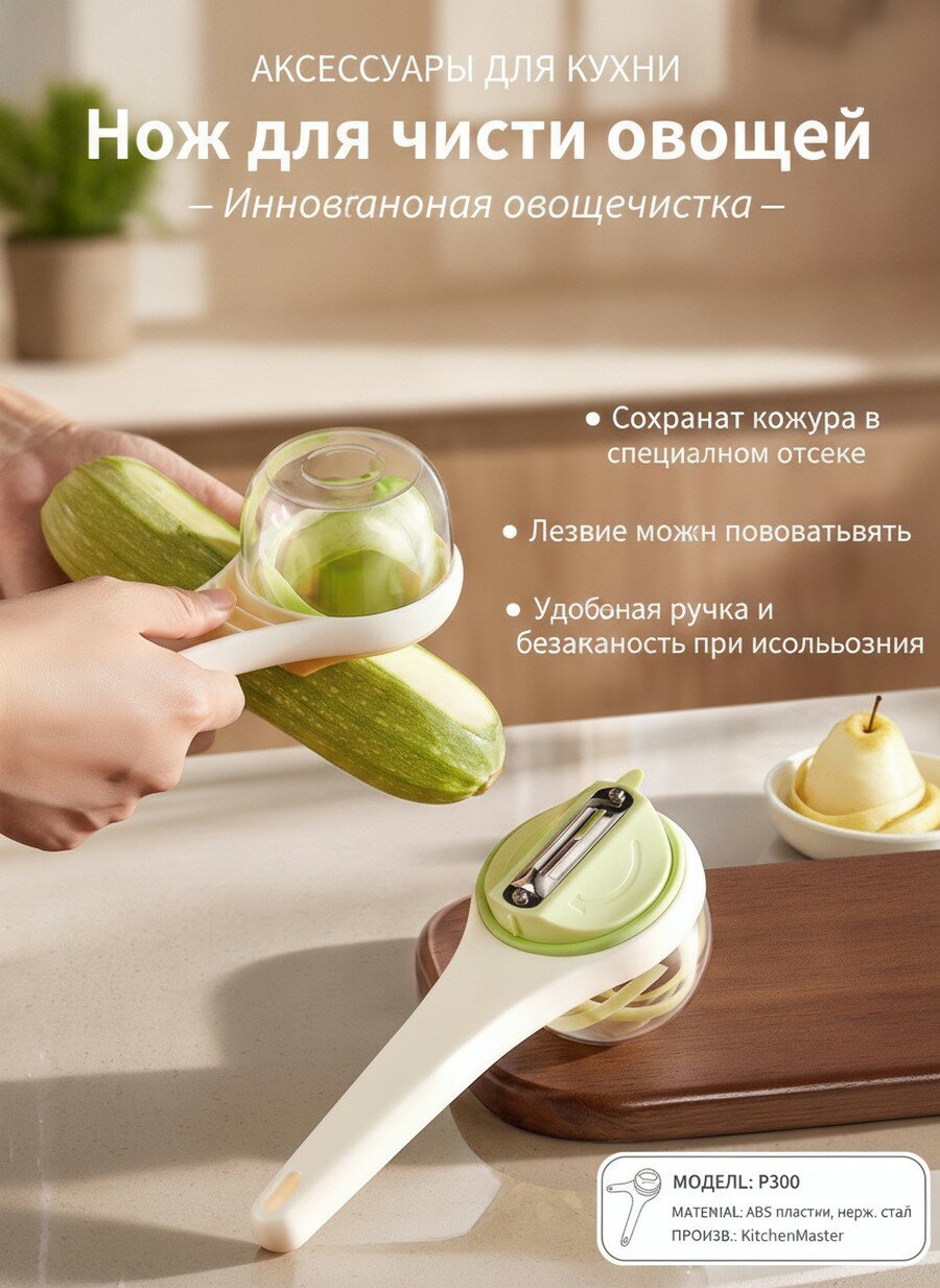 Вращающийся нож для очистки фруктов из нержавеющей стали — незаменимый инструмент для очистки овощей и фруктов