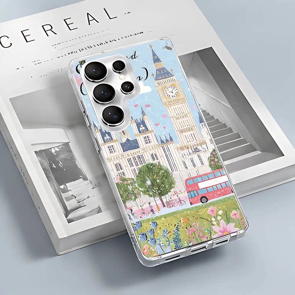 Чехол для телефона London Art для Samsung Galaxy S21 S22 S23 S24ULTRA S25ULTRA FE Ultra Plus5G A52S S26, ударопрочный чехол.