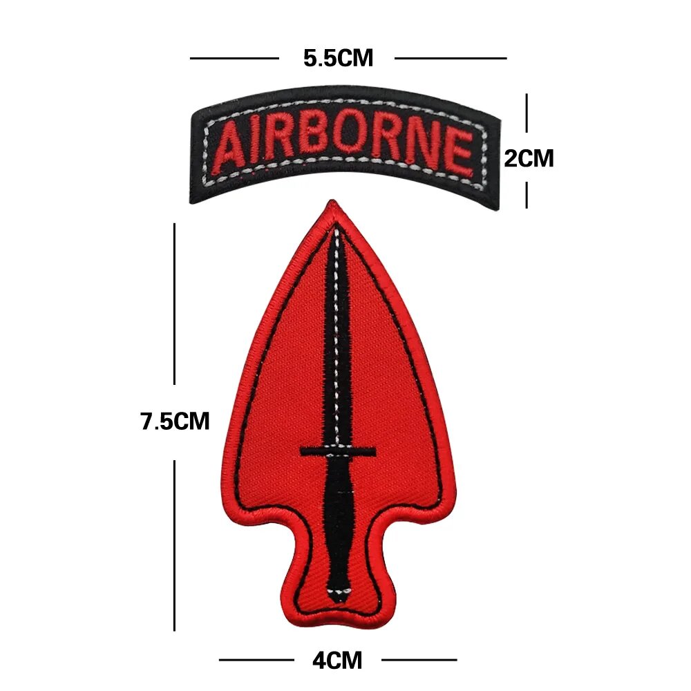 Нашивка AIRBORNE: Вышитая нашивка в форме персика с молнией и мечом, красно-черная стрела, тактическая наклейка для уличного тактического рюкзака