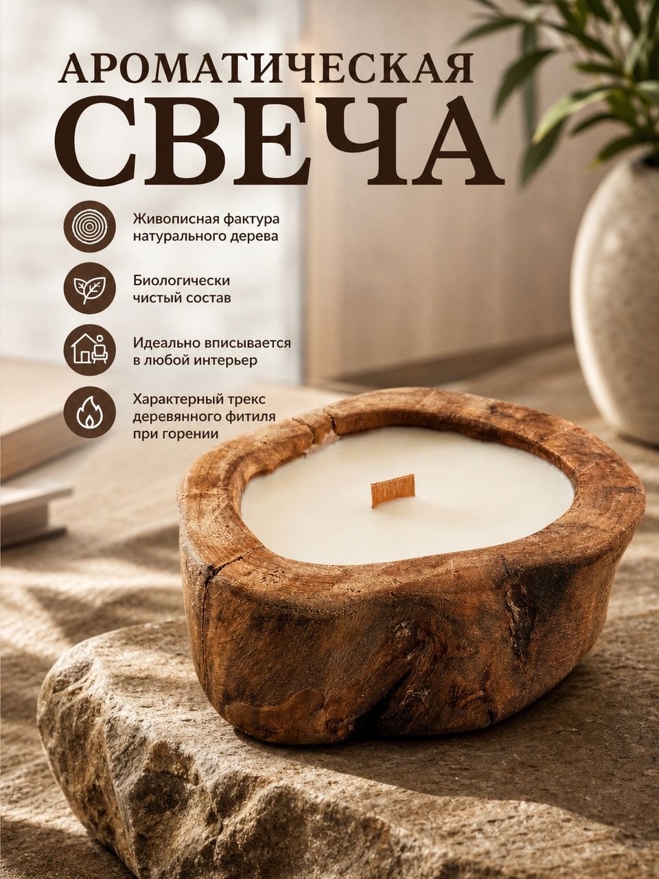 Свеча ароматическая "Ваниль" 6 см х 13 см 1 шт