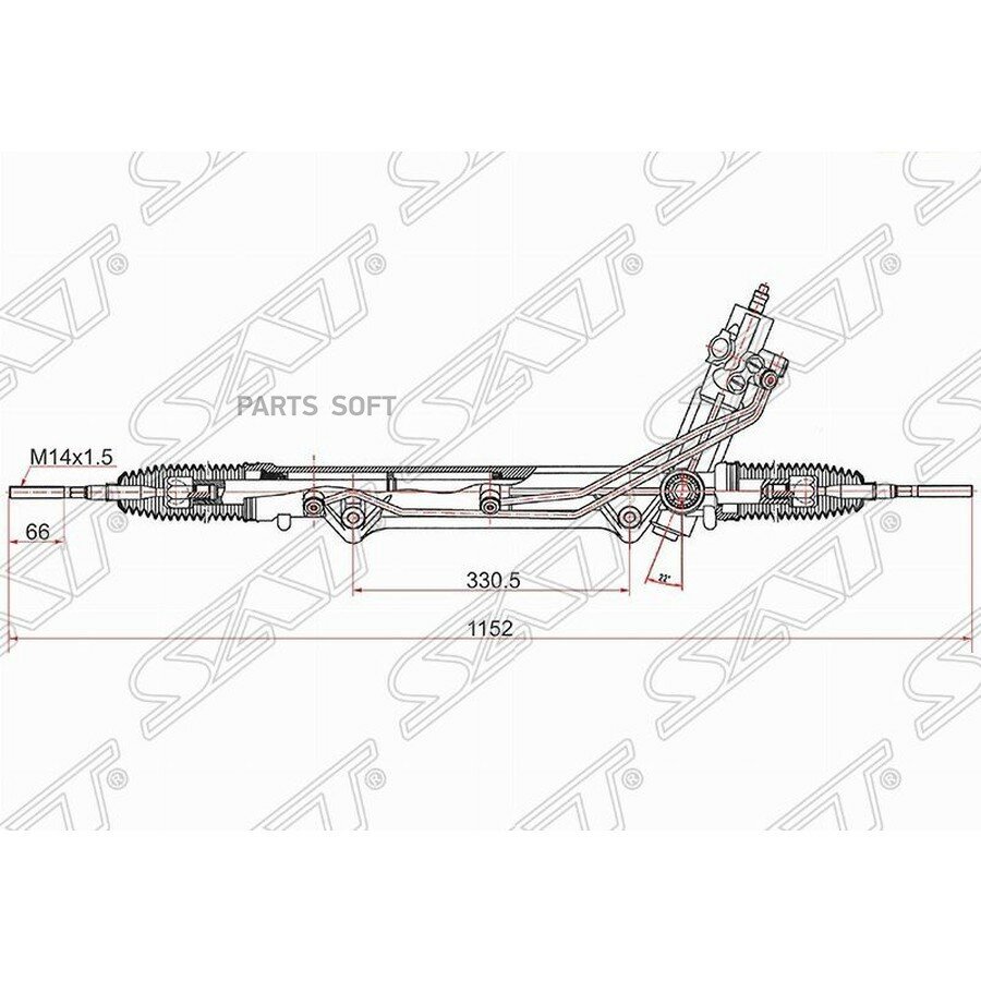 Рейка рулевая BMW X5 99-06 от официального дистрибьютора, SAT, артикул ST32136761823