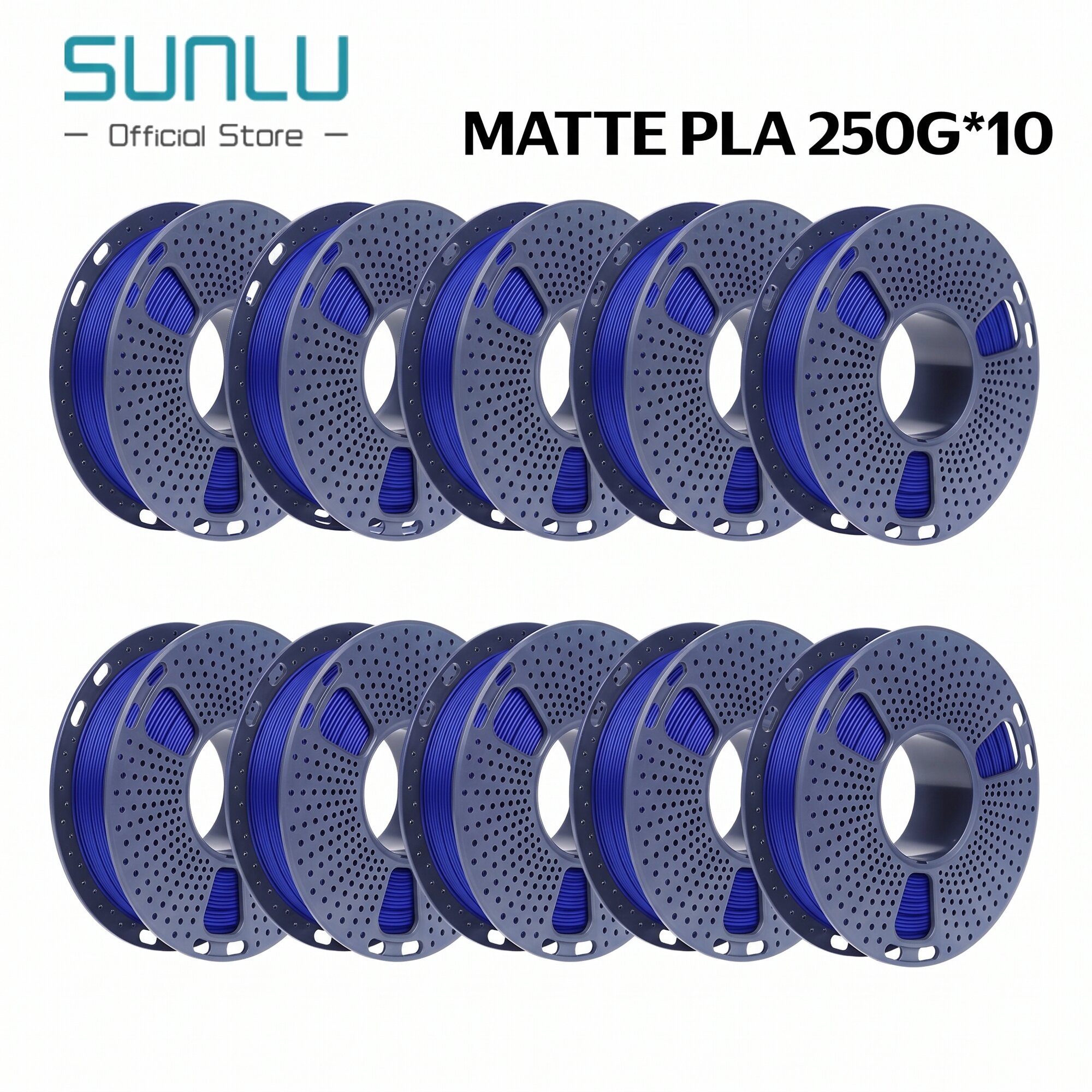 Филамент для 3D-принтера Sunlu PLA матовый, синий Кляйна, 250 г, 1.75, комплект 10 катушек