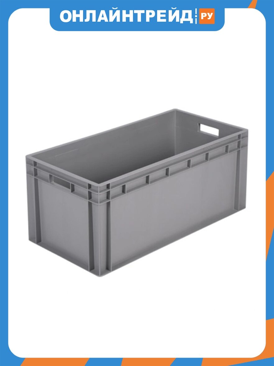 Ящик Abox Plastik п/п 800х400х340 сплошной, с ручками, усиленное дно цв. серый