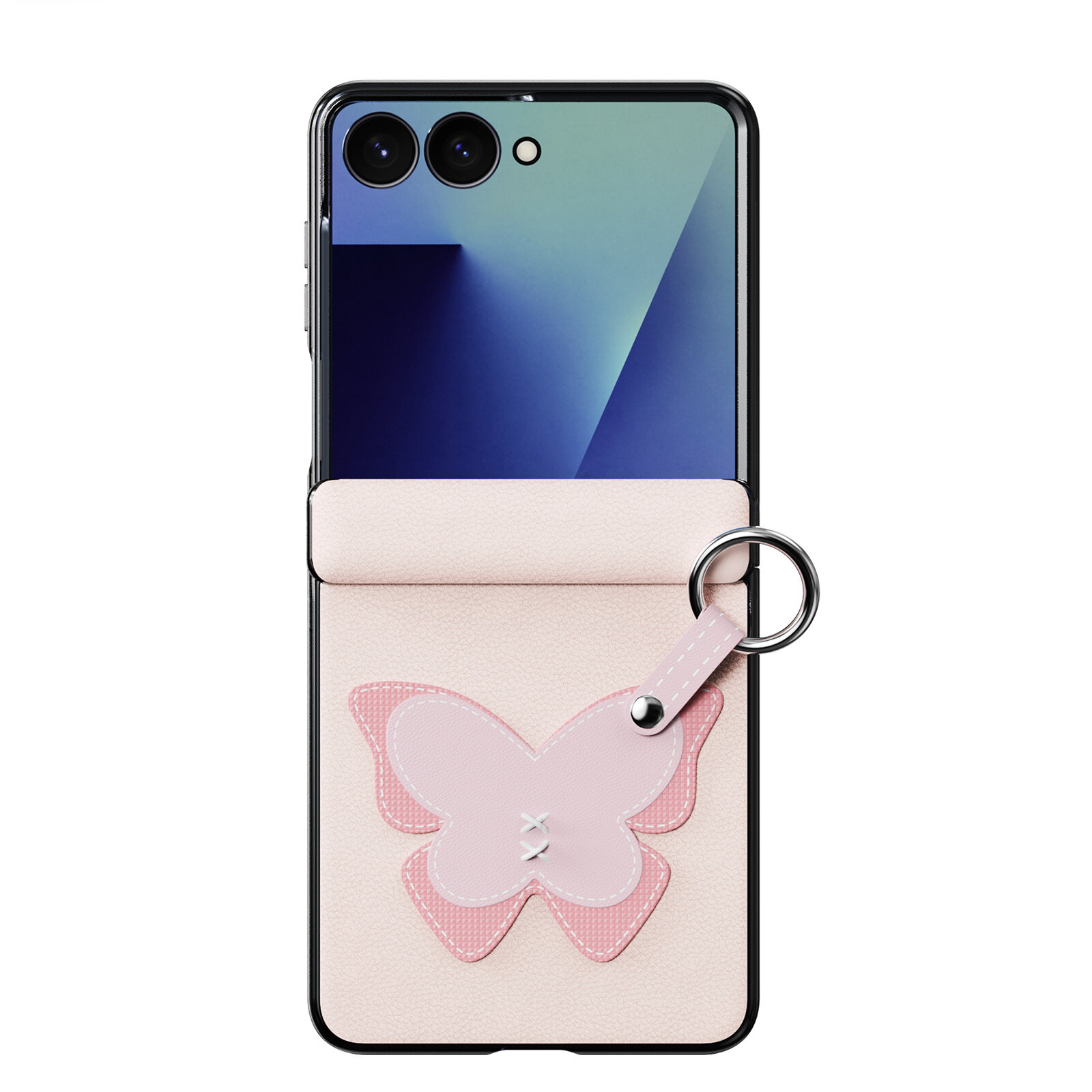 Чехол светло-розового цвета с рисунком для Samsung Galaxy Z Flip 8, серия Luvy Series Case (со съемным ремешком) от Dux Ducis