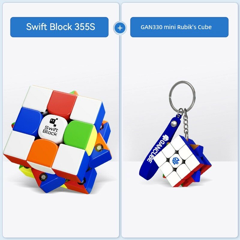 Набор магнитного кубика 3x3 с мини-кубом Swift Block355S и брелоком GAN330