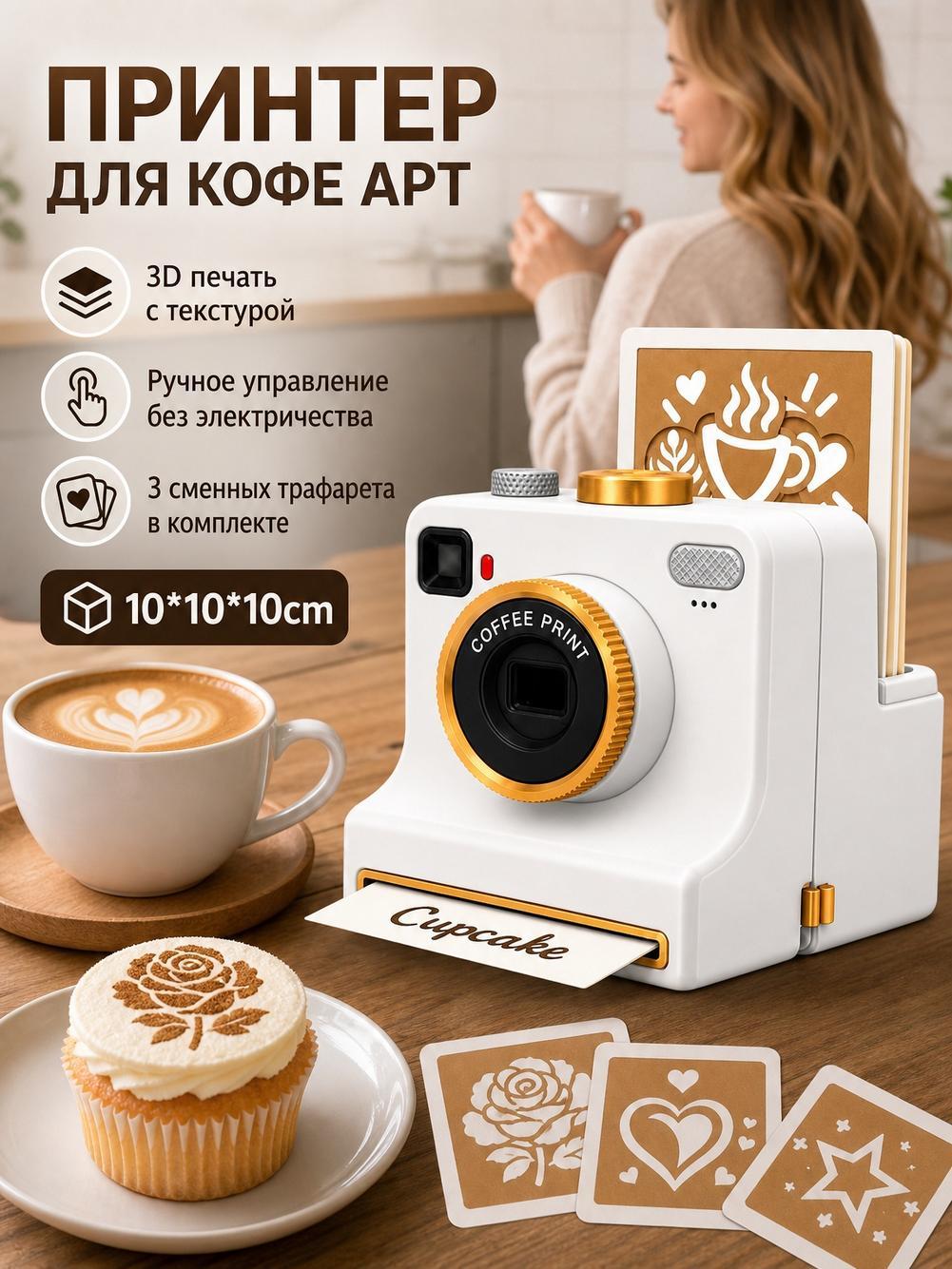 Принтер для кофе ручной с трафаретами, устройство для рисунков на латте и капучино