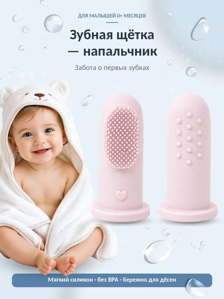Детская зубная щетка силиконовая 0-3 лет прорезыватель напальчник