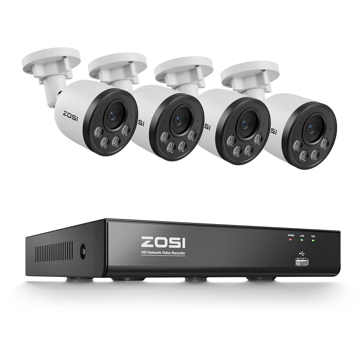 Система видеонаблюдения ZOSI 4K PoE NVR с камерами безопасности 8MP, защищенными от погодных условий, проводными PoE-камерами H.265+ 4K/8MP 8-канальный цктв-рекордер для домашнего круглосуточного наблюдения