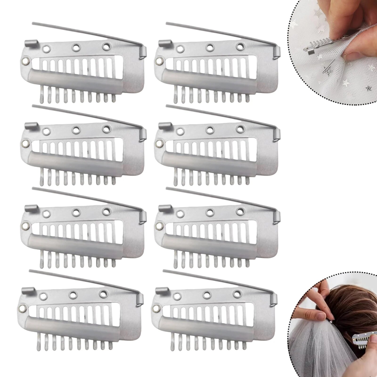Заколки SAHWILE 8 шт. для фаты, дупатт, хиджаба chuni-8pcs-Silver